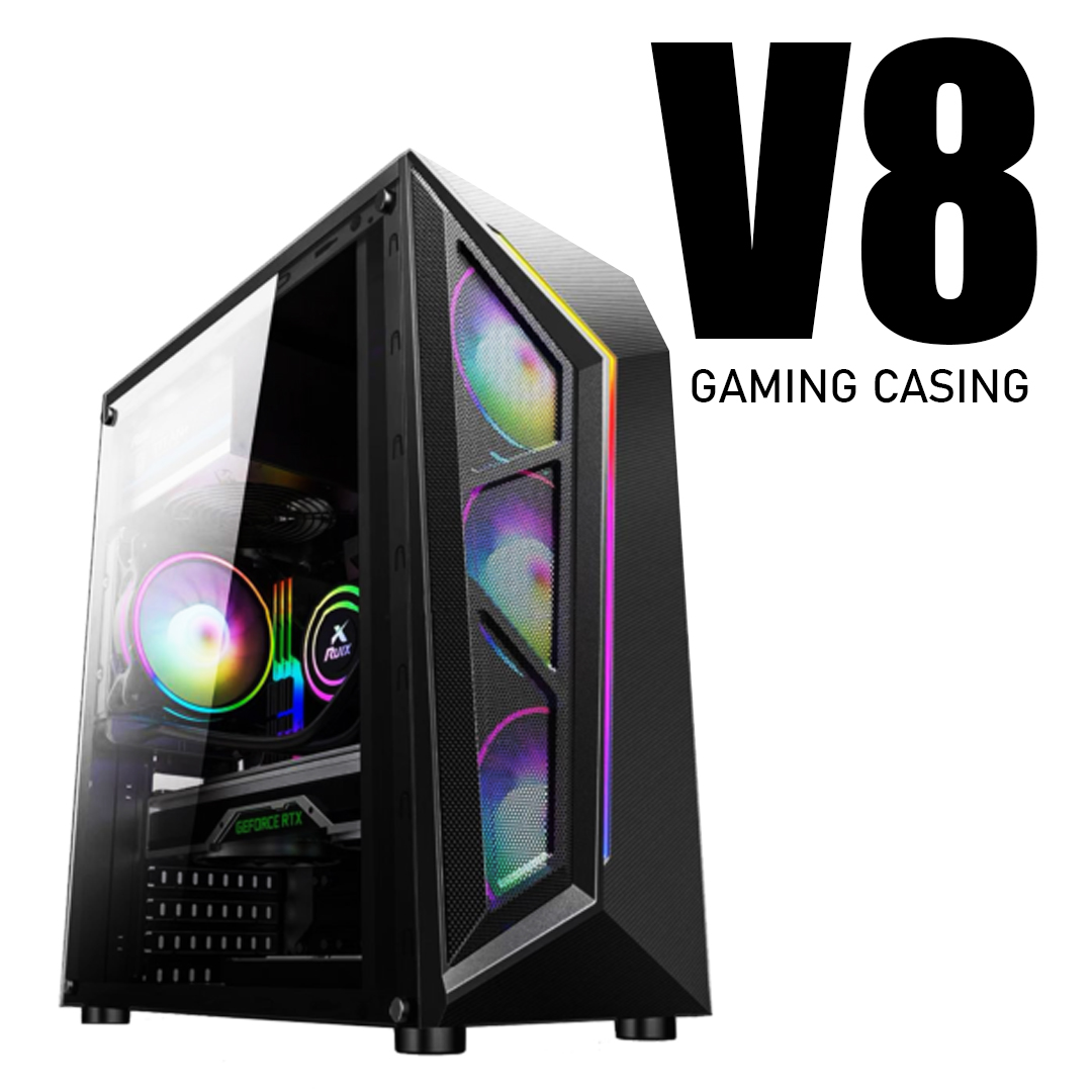 RUIX V8 Gaming Casing – Black – PC TECH
